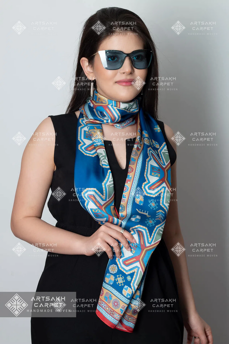 SILK SCARF WITH ARMENIAN ORNAMENT / LONG 003 / FREE DELIVERY – Hye Kini